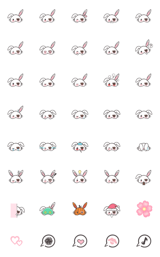Cute Bunny Moco EmojiのLINE絵文字｜画像、情報など